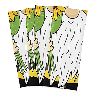 Kigai Kitchen Towels Set of 4, Cute Gnome and Sunflower Highly Absorbent Dish Towels Reusable Cleaning Cloths Washable Tea Towels Hand Towel 28 x 18 Inch