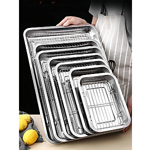 Roasting Pan Heavy Duty Stainless steel Turkey Pans for Oven,Toaster Oven Tray Pans with cooling rack,Hotel Pan, Barbeque Grill Pan,Deep Edge,Mirror treatment, Dishwasher Safe (23.4"x15.6"x2.8")