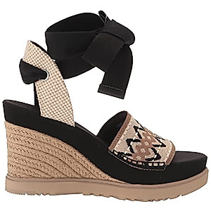UGG Women's Abbot Ankle WRAP Wedge Sandal, Black, 8