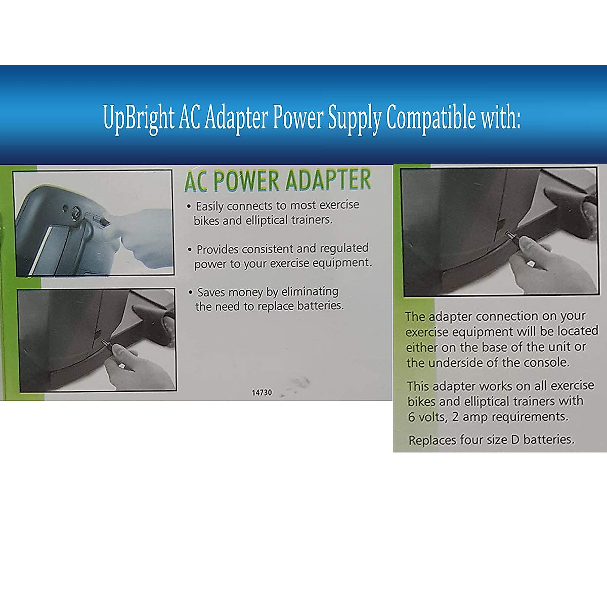 UpBright 6V DC 2A AC Adapter Compatible with SAW-0602000 JumpKing Treadmills NordicTrack 248512 14730 Elliptical Bike 831.285551 CX 938 E7sv Free Spirit 420 307090 AverMedia P0A3 300 280 110 Power PSU