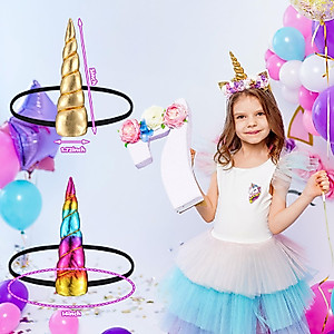 Yuxung 24 Pack Unicorn Horn Headband Unicorn Headbands with Elastic Bands for Girls Adult Women Cosplay Costumes Accessories, 8 Styles