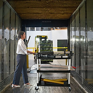 Abacad Plastic Commercial Cart Large Size, Restaurant Cart with Wheels Lockable, Heavy Duty Utility Service Cart for Foodservice, Commercial,Office, Warehouse, Black, 40.15X 19.29x 38.97 inches.