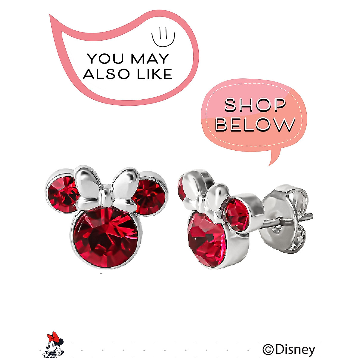 Disney Birthstone Women and Jewelry Minnie Mouse November Amber Citrine Cubic Zirconia Shaker Pendant Necklace, Silver Plated, 18+2" Extender