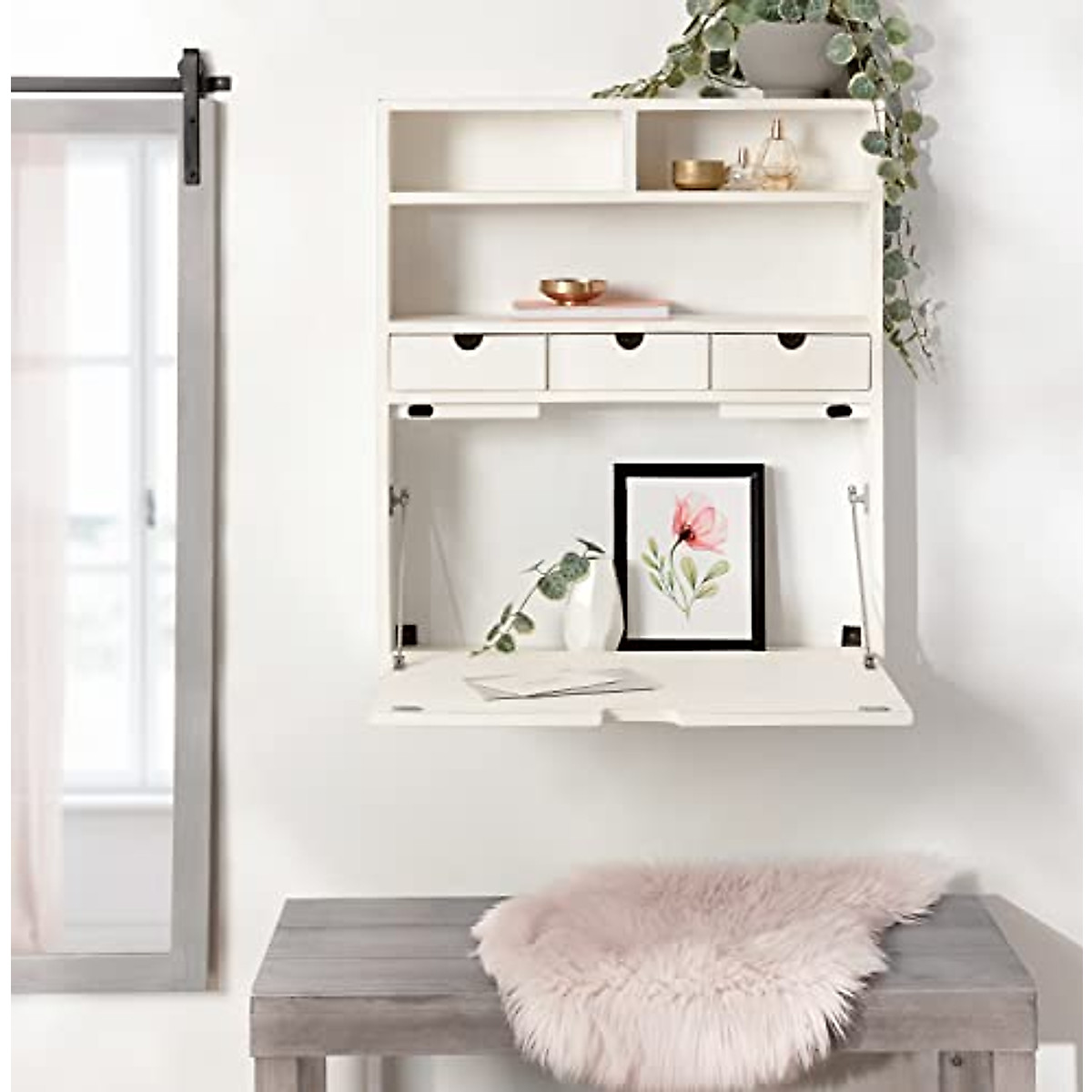 Kate and Laurel Georgie Wall Hanging Desk, 26x6x30, White