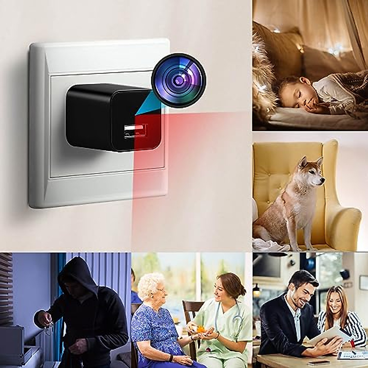 HD 1080P Hidden Spy Camera Charger - USB Nanny Cam with Motion Sensor - Secret Surveillance Camera - Mini Security Cam for Home, Office, Pets - No Wi-Fi Needed, Supports SD Card, Portable Design
