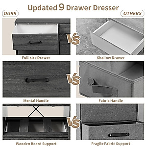 YMBSBUY 6 Drawer Dresser for Bedroom,Wood Chest of Drawers,Black Dresser TV Stand with Steel Frame for Storage and Organization,Large Fabric Dresser for Kids Bedroom,Living Room, Nursery,Closet