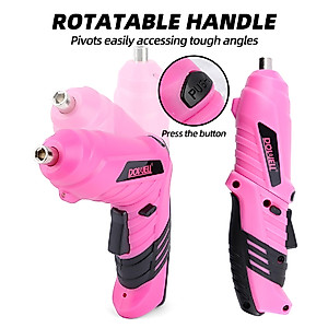 DOWELL Power Electric Cordless Screwdriver Set Rechargeable 3.6V Power Screwdriver Kit Tools for Women with 27pcs Accessories Pink