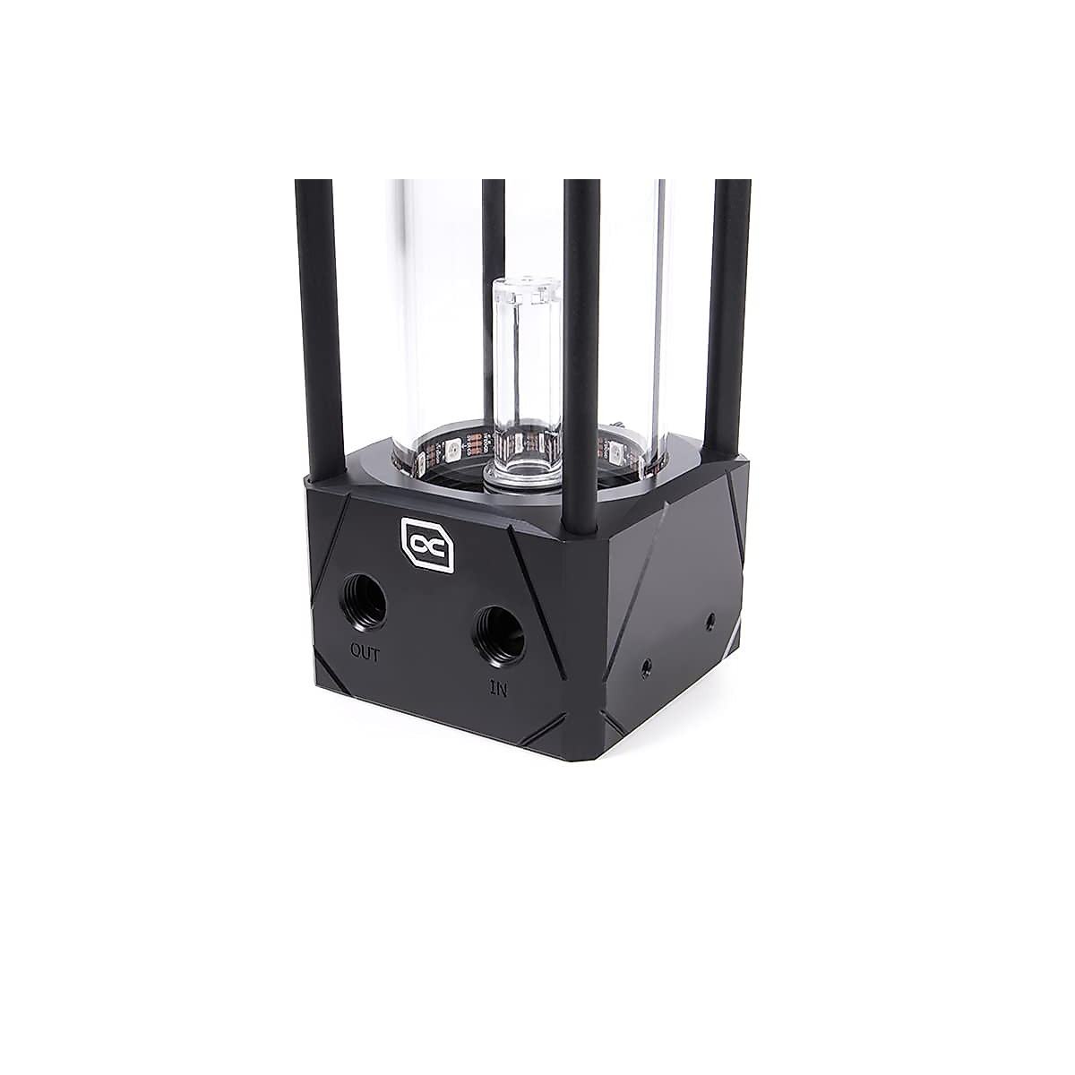 Alphacool Eisbecher Aurora 250mm Glass Reservoir with D5 Body (Pump Not Included), Black/Acetal