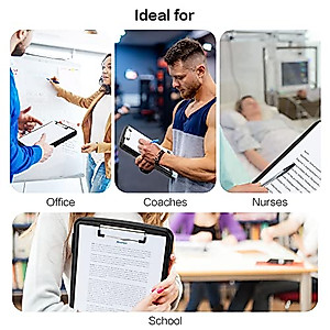 Deli Clipboard with Storage, Nursing Clipboards with Pen Holder and Refillable Lined Notepad, Heavy Duty Plastic Storage Clip Board, Clipboard Folder Side-Opening, Black