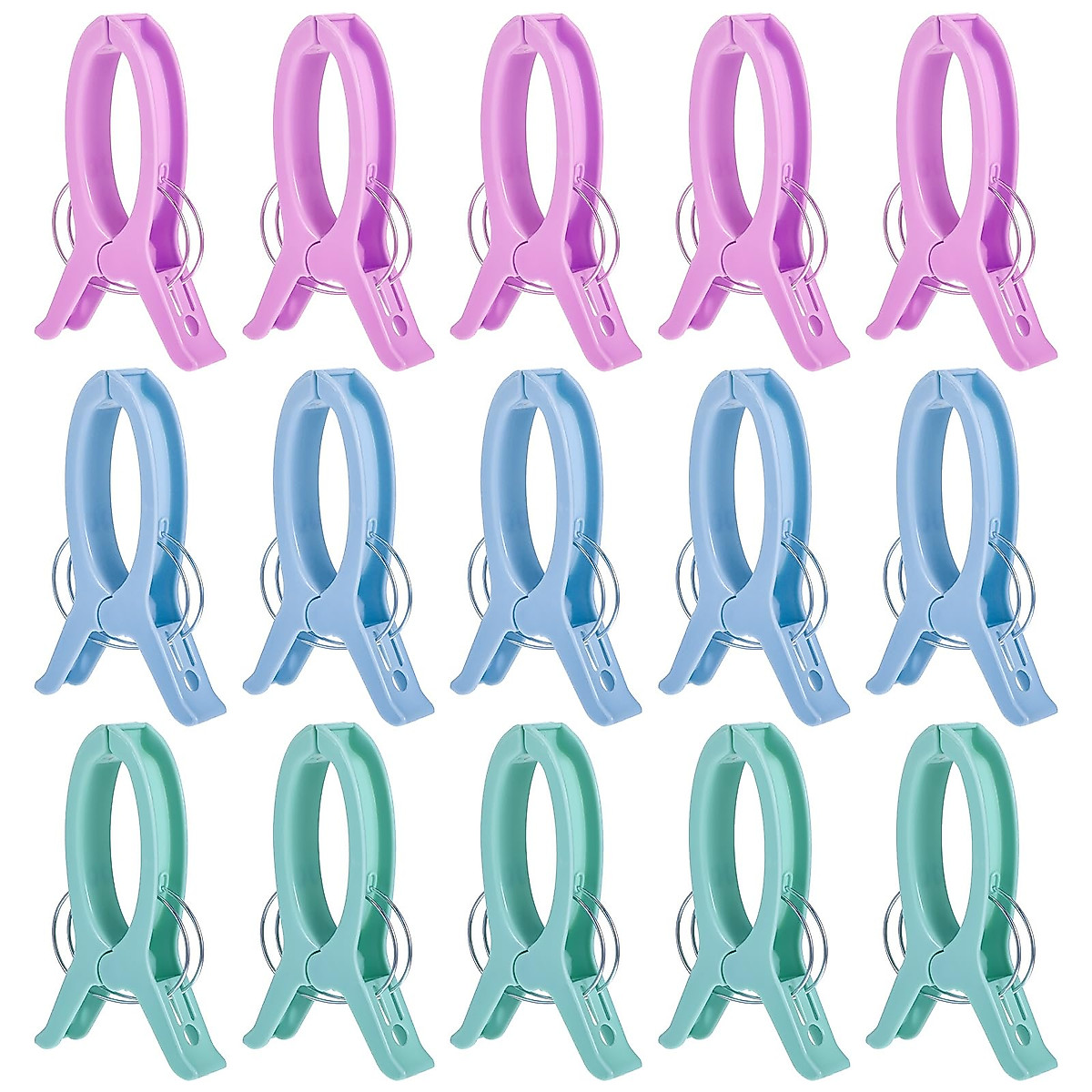 15 Pcs Large Beach Towel Clips, Sewing Clamps Plastic Clothes Pins & Quilt Clips, Kitchen & Bathroom Towel Clips, Large Strong Clothes Clips Keep Towel from Blowing Away(3 Colors)