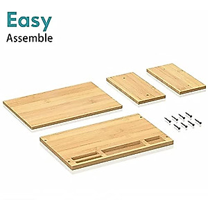 Well Weng Desk Monitor Riser Stand with Storage Organizer 2 Shelves for Computer, iMac, Printer, Laptop