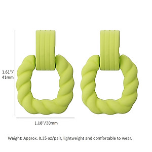 RUOFFETA Rectangle Earrings for Women, Acrylic Square Earrings Twisted Geometric Statement Earrings(Green)