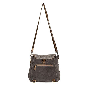 Myra Bag Stormy Love Shoulder Bag Upcycled Canvas, Leather, Cowhide & Rug S-2202