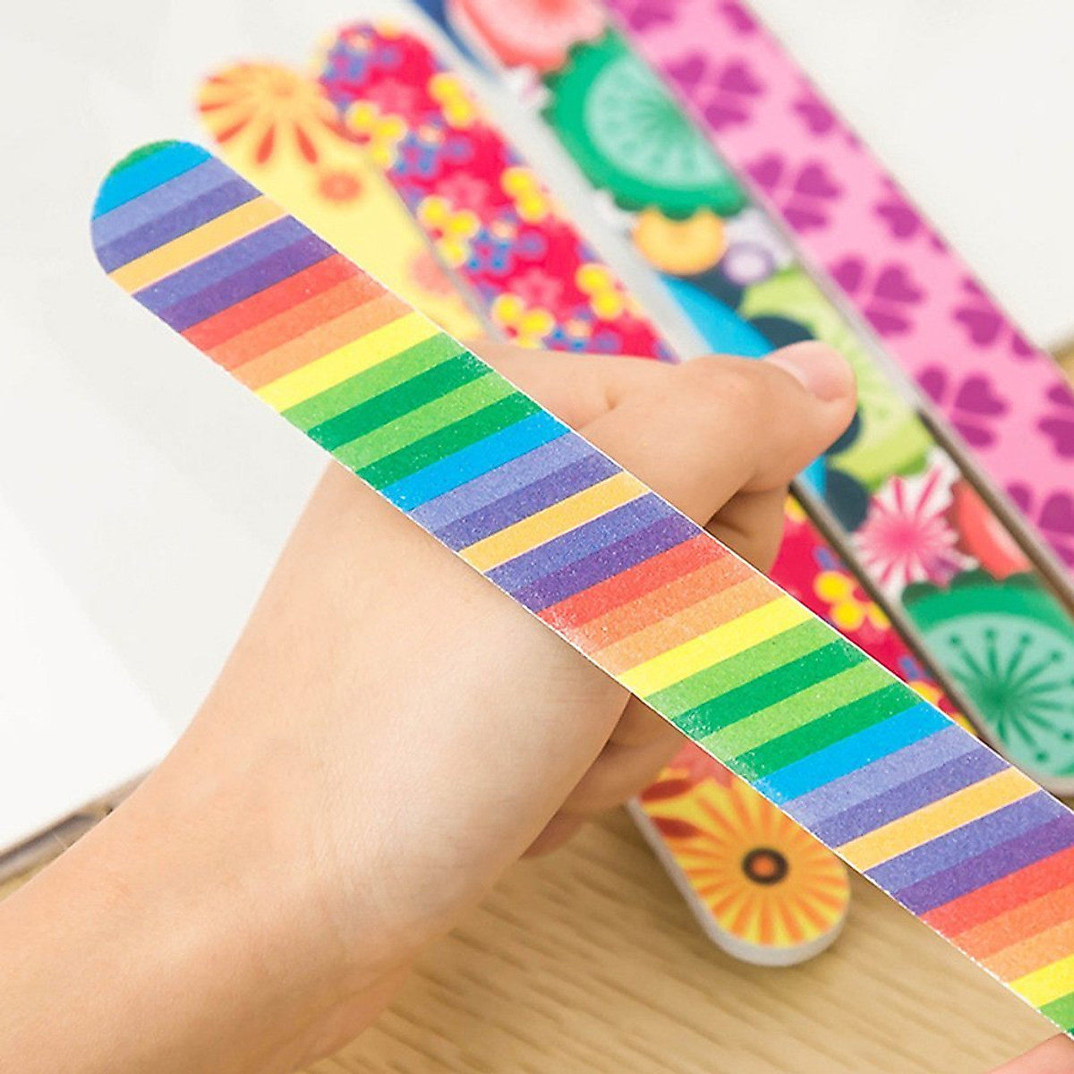 HugeStore 10 Pcs Professional Double Sided Nail Files Emery Board Grit Nail Buffering Files Manicure Pedicure Colorful