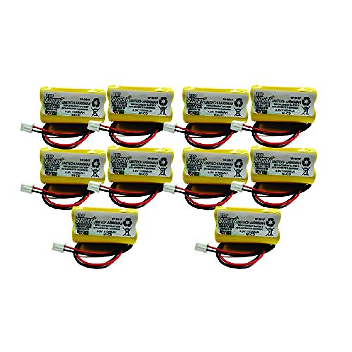 10pc Unitech Ni-CD AA900mAh 4.8V Replacement Battery