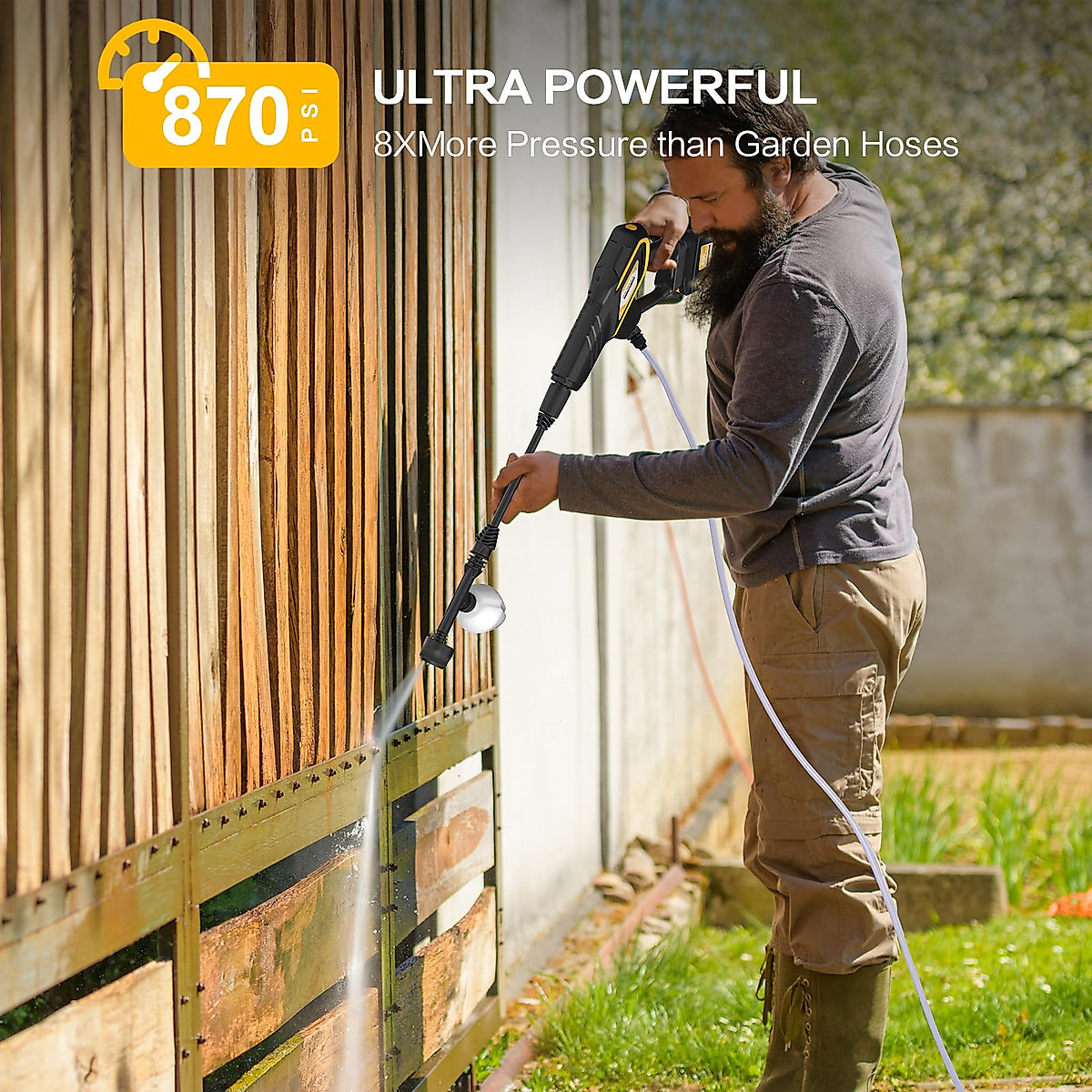 BERGWERK Cordless Power Cleaner 40V Portable Power Washer with 2pcs Batteries Power Cleaner, Working Pressure 520PSI for RVs Boats or Home Projects, with Accessories Kit and a Charger Included