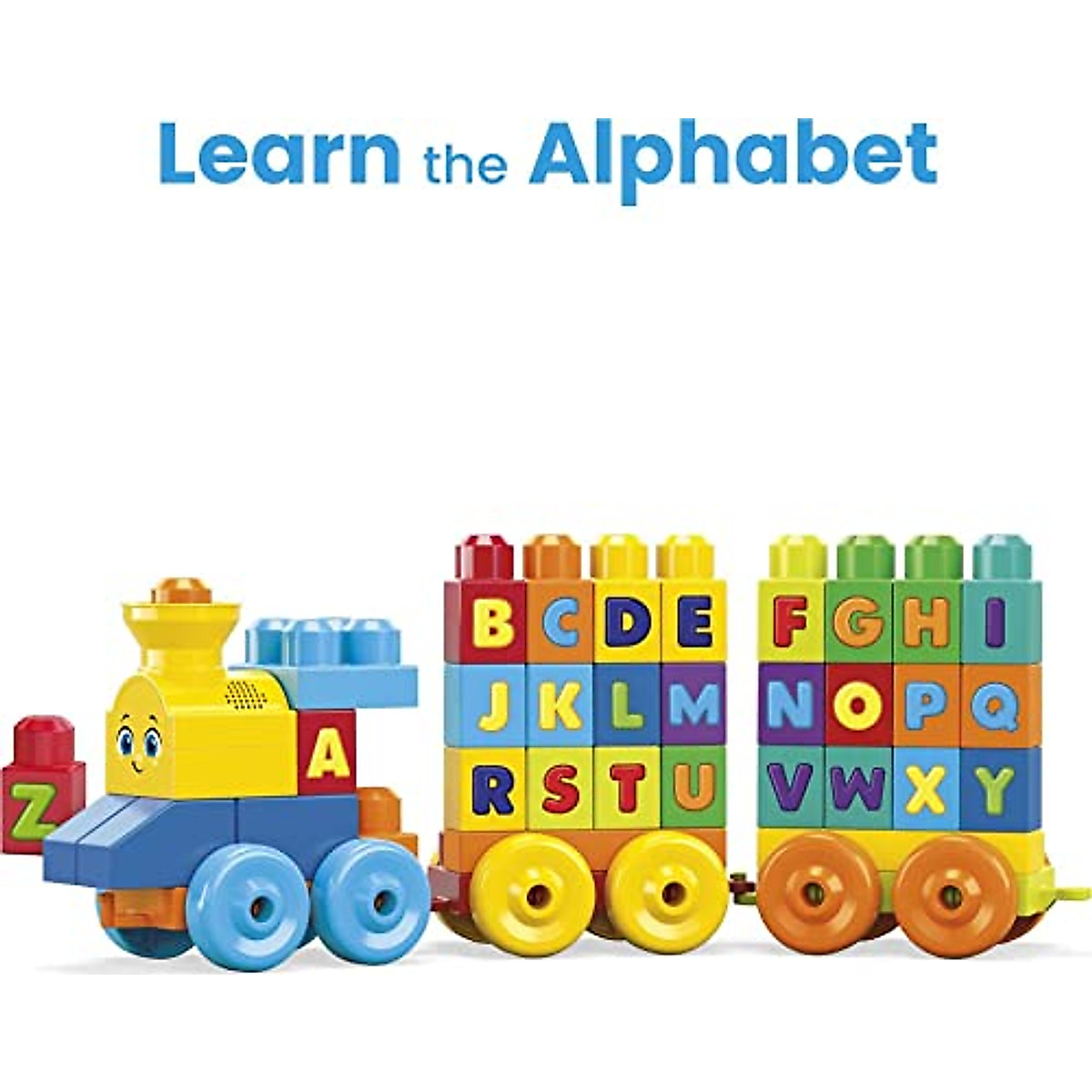 MEGA BLOKS Fisher-Price ABC Blocks Building Toy, ABC Musical Train with 50 Pieces, Music and Sounds for Toddlers, Gift Ideas for Kids Age 1+ Years