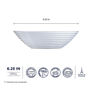 Luminarc P2170 Harena 6.25" All Purpose Bowl, Set of 6, Set, 1, White