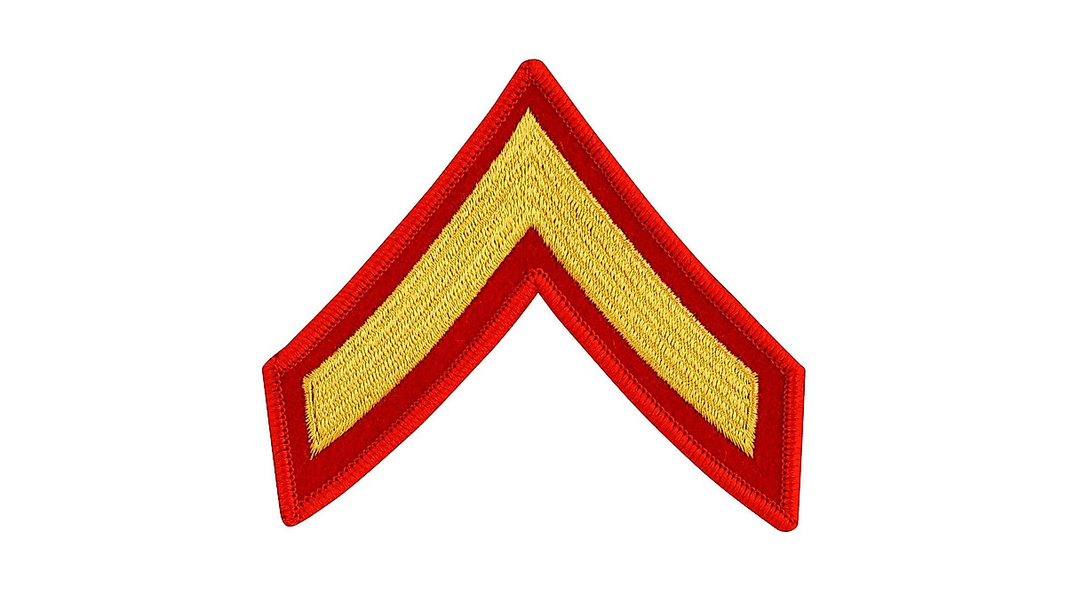 USMC Chevron Gold PFC Patch - Official Marine Corps Emblem
