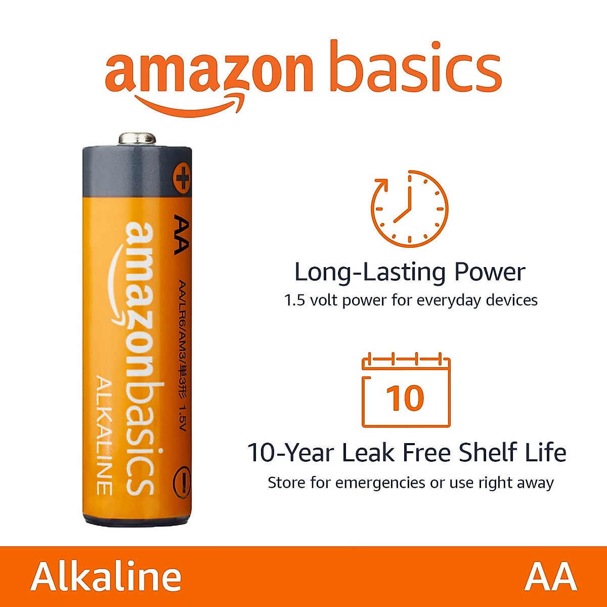 Amazon Basics 100 Pack AAA High-Performance Alkaline Batteries, 10-Year Shelf Life, Easy to Open Value Pack & 48 Pack AA High-Performance Alkaline Batteries, 10-Year Shelf Life