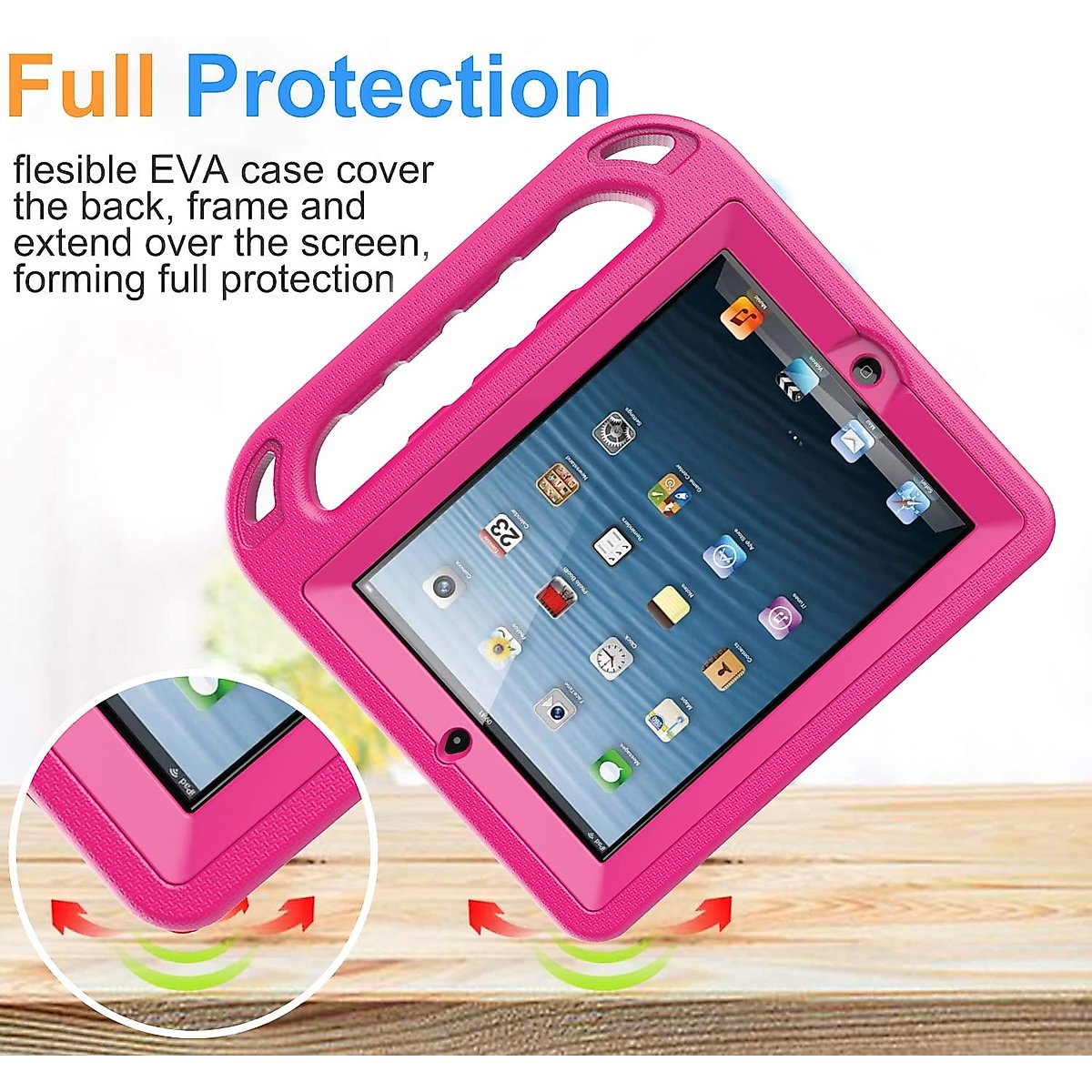 BMOUO Kids Case for iPad 2nd 3rd 4th Generation, iPad 2 3 4 Case - Built-in Screen Protector, Shockproof Convertible Handle Stand Friendly Kids Case for 9.7” iPad 2nd 3rd 4th Generation - Rose