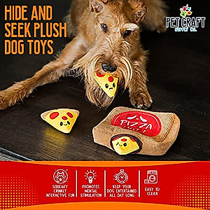Pet Craft Supply Hide and Seek Plush Dog Toys Crinkle Squeaky Interactive Burrow Activity Puzzle Chew Fetch Treat Hiding Brain Stimulating Cute Funny Toy Bundle Pack for Small and Medium Dogs Puppies