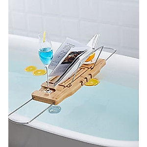 GANFANREN Bath Tub Tray Spa Bathtub Book Wine Tablet Holder Reading Rack Bathtub Multi-Function Bathroom Accessories