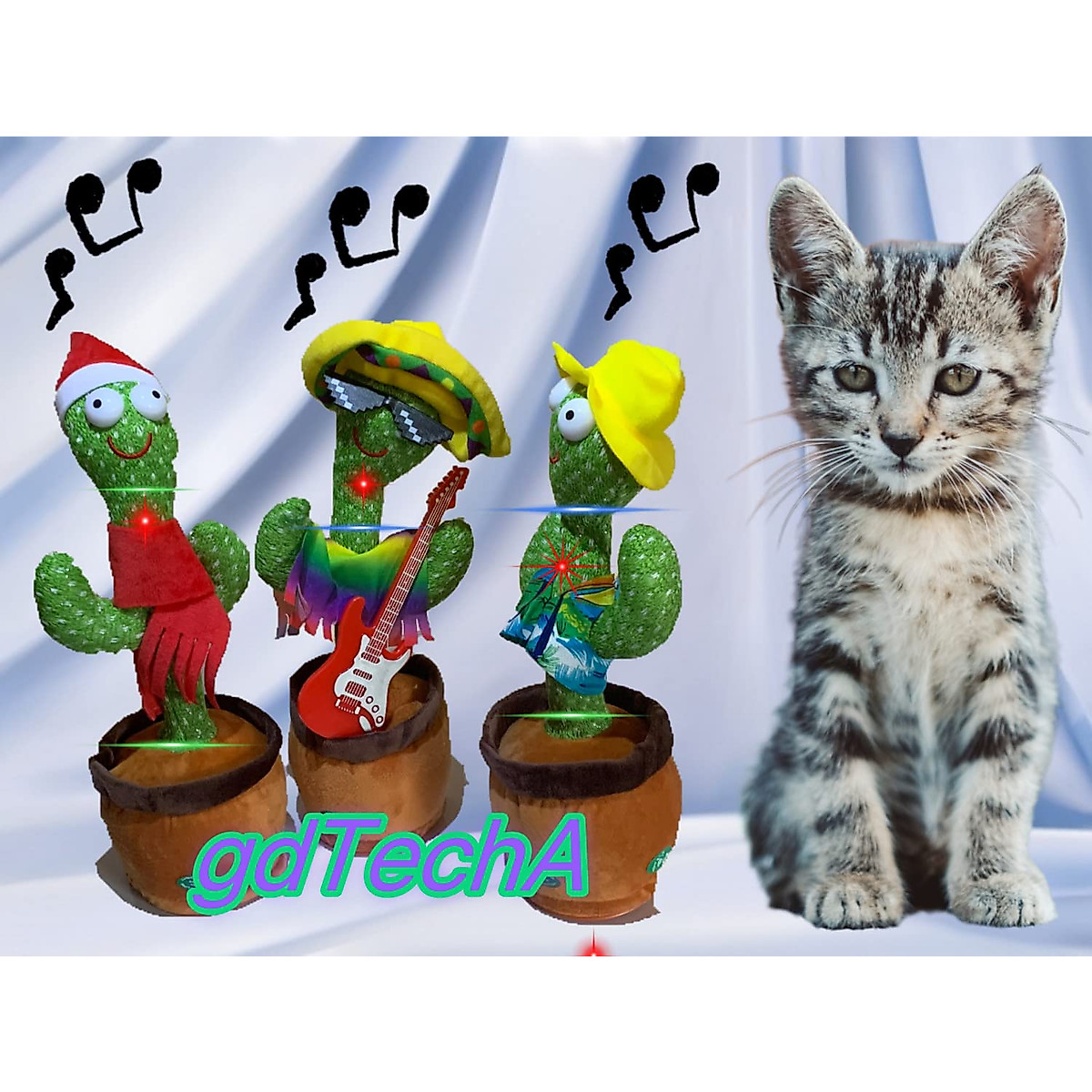 gdTechA Dancing Cactus Toy, TikTok Singing Toy, Lighted Toy, Electronic Repeating Voice for Kids, Cactus Plant Plush, Pets Wriggle Toy, Holiday Mimicking Toy for Kids (Hawaii Style)