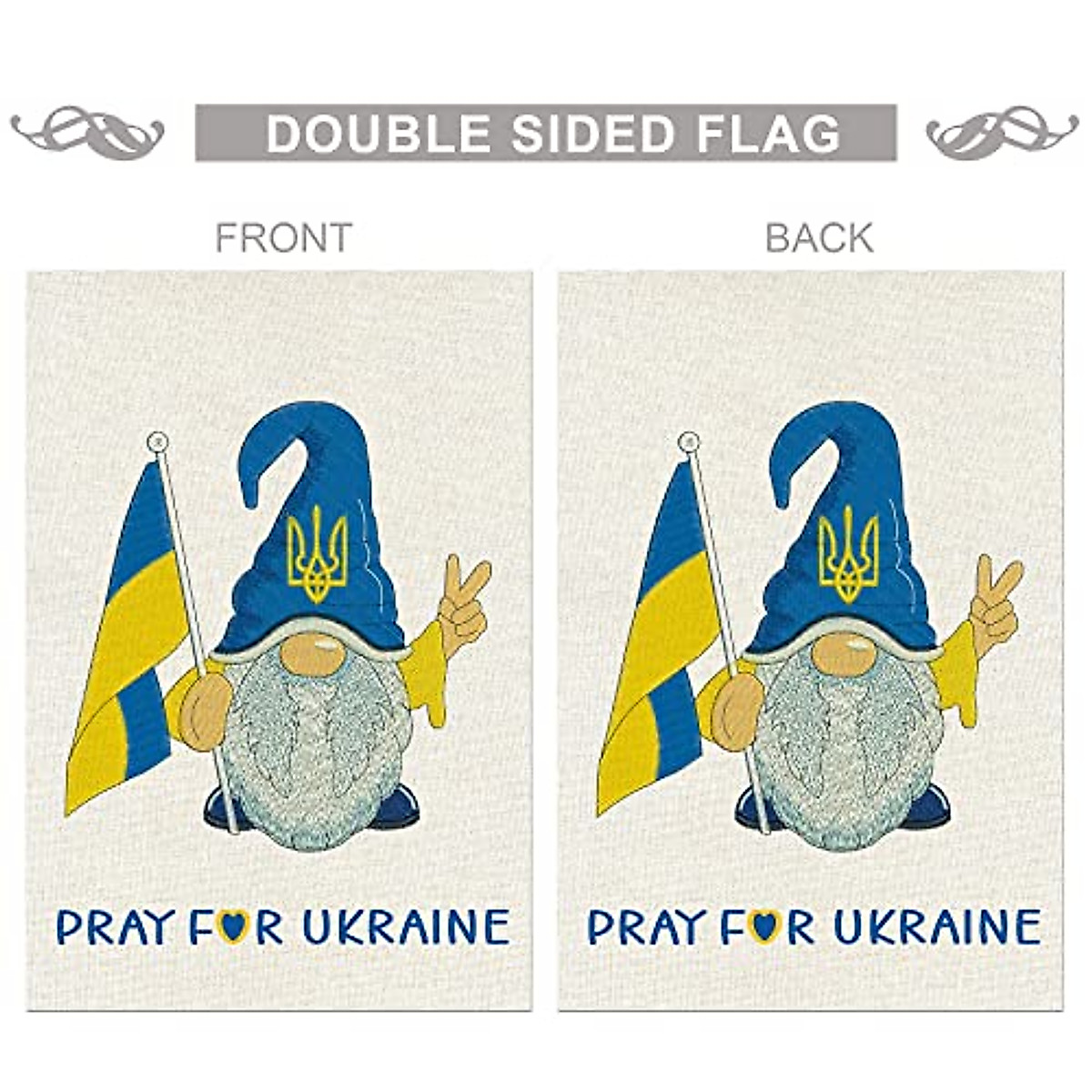 Haustalk Pray for Ukraine Garden Flags Double Sided Ukraine Gnomes Garden Flag Polyester Flag for Yard House Decor 12x18