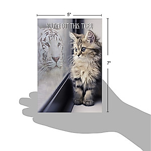The Best Card Company - Inspirational Encouragement Card with Envelope - Cute Cat, Tiger Animal Motivation, Friendship - Aspirations C7076JFRG