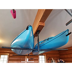 StoreYourBoard 2 Kayak Ceiling Rack, Hi Port 2 Storage Hanger Overhead Mount, Adjustable (Extra Large (30" Arms))