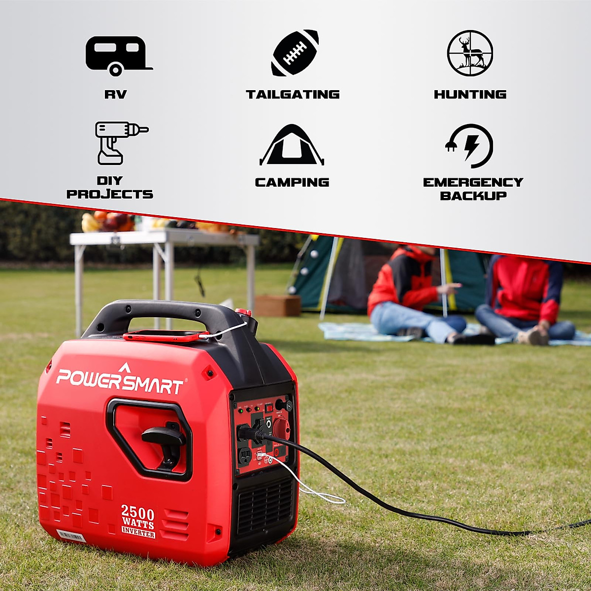 PowerSmart 1200W Portable Generator with 2-Stroke Engine, Ultralight & Carrying Handle, EPA & CARB Compliant