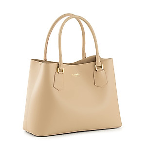 Alinari Firenze Leather Handbag for Women – Designer Tote Bag for Ladies in Elegant and Casual Style – Made in Italy (Taupe)