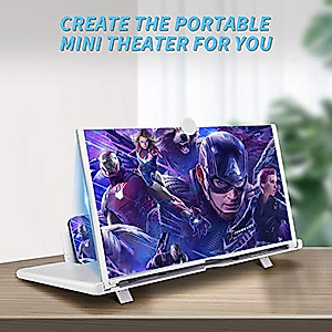 Newseego 16 Inch Phone Screen Magnifier, HD Mobile Phone Screen Amplifier Pulling-Out Movie Video Enlarger Eye Protection with Foldable Stand Holder for All Smartphones-White