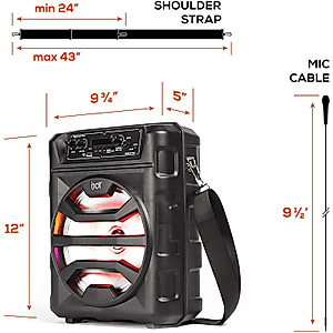 iJoy Karaoke Machine- Bluetooth Party Speaker with Microphone- LED Disco Lights and Voice Changing Effects- FM Radio, Rechargeable and Portable with HD Sound