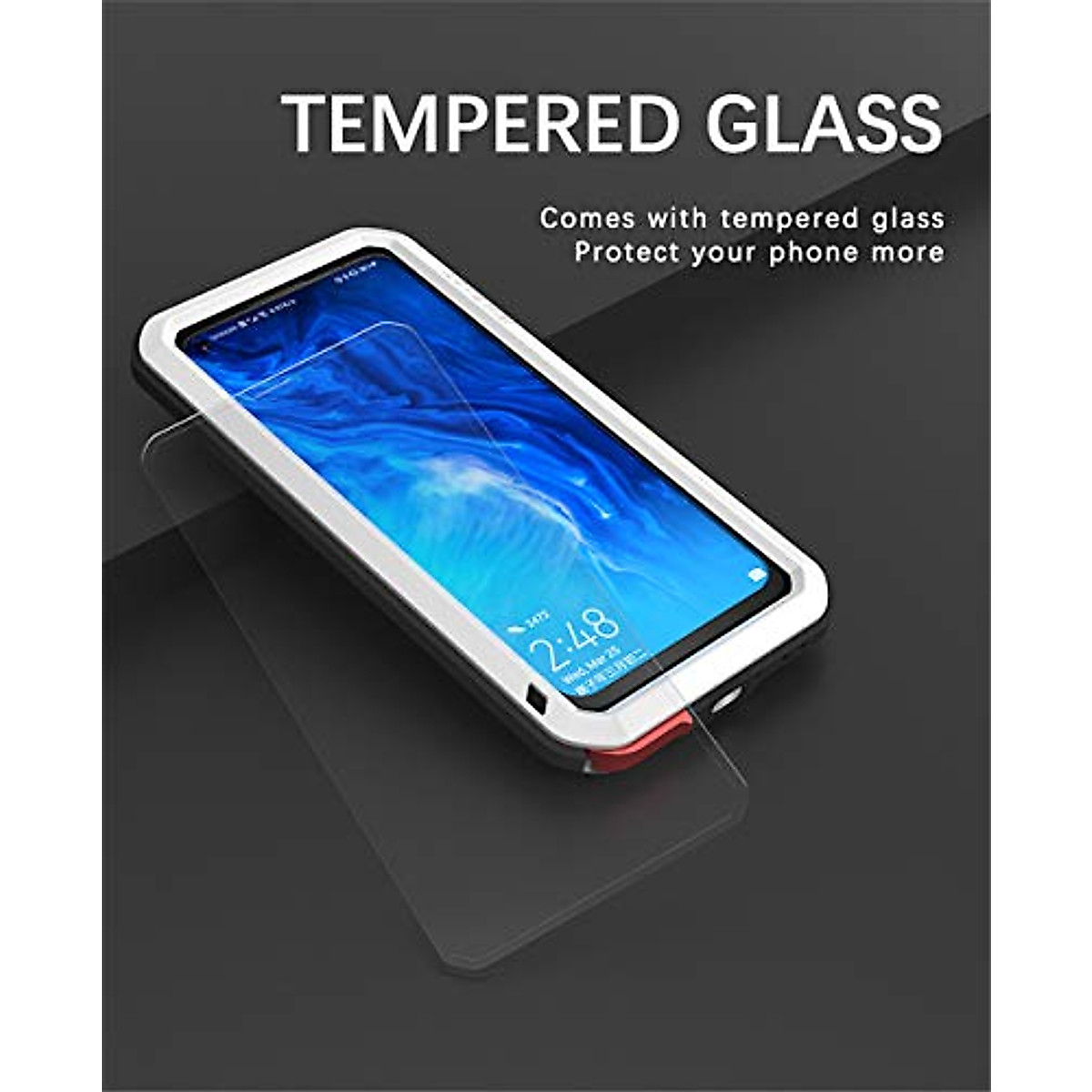 LOVE MEI for Huawei P40 Lite Case, Aluminum Metal Gorilla Glass Waterproof Shockproof Military Heavy Duty Sturdy Protector Cover Hard Case for Huawei P40 Lite (P40 Lite, Black)