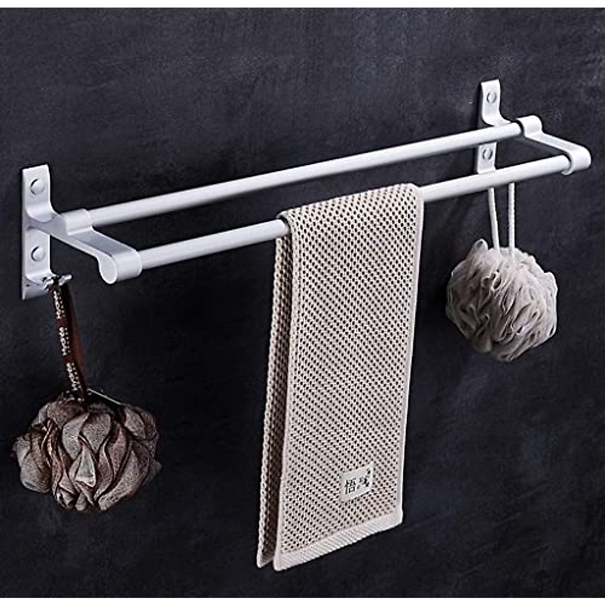 XHALERY Bathroom Kitchen Shower Bath Single Wall-Mounted Aluminum Towel Rack Towel Rack Organizer Hook Heavy and Space-Saving, Length (40 cm, 60 cm) Tower Hanger/40 * 14 * 9Cm