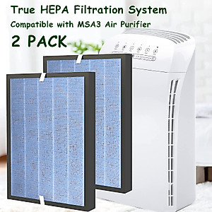 Skymechy MSA3 True HEPA Filter Replacement Compatible with MSA3 Membrane Solutions 3-in-1 Air Cleaner Purifier, 2 Pack