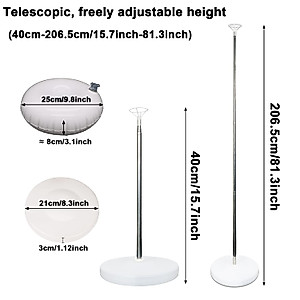 2 Set Metal Balloon Column Stand Kit Adjustable 81 Inch Height Balloon Tower Pillar with Reusable Telescopic Poles and Water Bags for Birthday Baby Shower Graduation Christmas Halloween Wedding Party