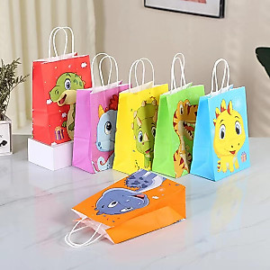 AHYCS Dinosaur Party Bags - 24Pcs Dinosaur Party Favor Bags, Candy Treat Bag for Dinosaur Party, Goody Gift Bags with Handle, Great for Party Decorations and Dinosaur Theme Birthday Party