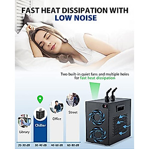 BAOSHISHAN Aquarium Chiller 42gal 1/10 HP Water Cooler Fish Tank Chiller Special Quiet Design Refrigeration Compressor for hydroponics Water weeds Jellyfish Coral Crystal Shrimp (42gal/160L)