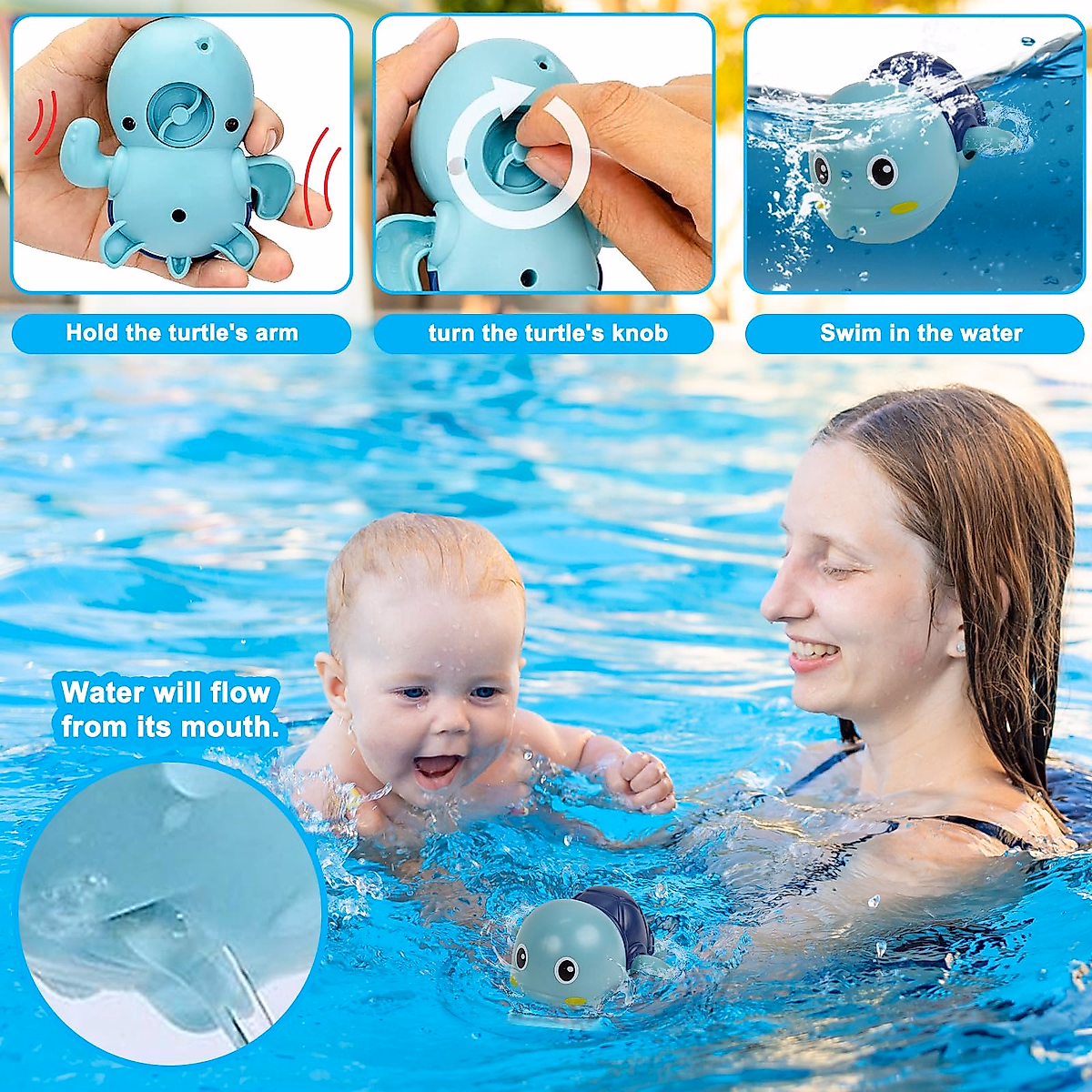 Akosuntoys Baby Bath Toys for Todders 1+ Year Old,DIY Duck Water Slide Mold Free Lighting-Up Dinosaur Toys Stacking Cups & Swimming Turtle New Born Baby Bathtub Water Toys Preschool Toddler Pool Toys