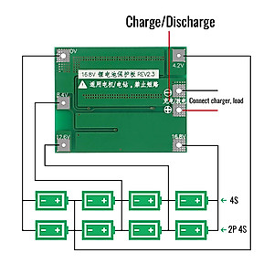 2Pack Enhanced 4S 40A 16.8V Li-ion Lithium Battery Protection Board PCB BMS Charger Protection Circuit Balance Charging Module for Drill Motor Motorcycle Battery (4S 40A)