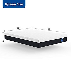 Coolvie Queen Size Mattress, 10 Inch Cooling Gel Memory Foam Mattress, Pocket Innerspring Hybrid Mattress for Motion Isolation & Pressure Relidf, Mattress in a Box, 100 Night Trial