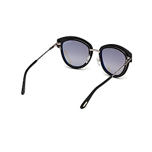 Tom Ford FT0574 14C Shiny Light Ruthenium Mia Cats Eyes Sunglasses Lens Categor, Black, 52-22-140