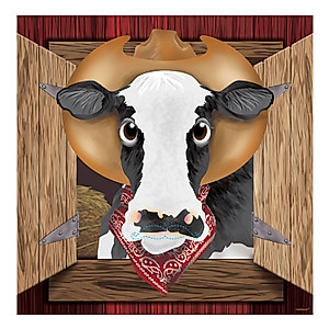 Amscan Pin The Moustache On The Cow Game, 17" x 17", Multicolor
