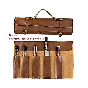 PU Leather Roll Bag Carry Case, Portable with Five Slots, Professional Chef Bag for Cooking Accessories, Cooking Kitchen Tools Gift Kitchen
