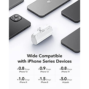 Small Portable Charger For iPhone,VRURC 5000mAh Power Bank Fast Charging,PD 20W Lipstick-sized Phone Charger Compatible With iPhone 14/14 Plus/Pro/Max/13/13 Pro/13 Pro Max/12/12 Pro/12 Pro Max/X-White