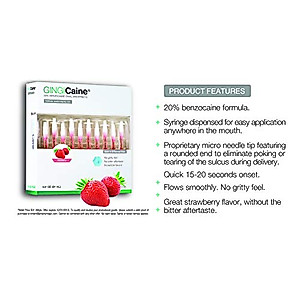 Prophy Magic Oral Anesthetic Gel in Syringe by GINGICaine, 1.2ml Strawberry Flavored Oral Anesthetic Gel for Smooth Local Anesthetic Application