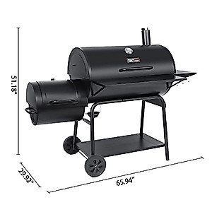 Royal Gourmet CC2036F Charcoal Grill with Offset Smoker Burch BBQ Barrel Grill and Smoker Combo, 1200 Square Inches for Large Event Gathering Patio and Backyard Cooking, Black